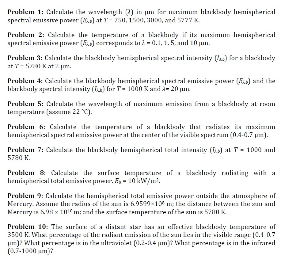 Problem 1: Calculate the wavelength (A) in Rm for | Chegg.com