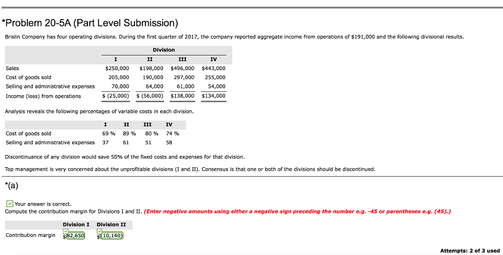 Solved Problem 20-5A (Part Level Submission) Brislin Company | Chegg.com
