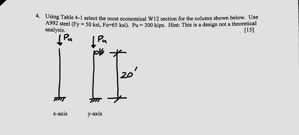 Solved 4. Using Table 4-1 select the most economical w12 | Chegg.com