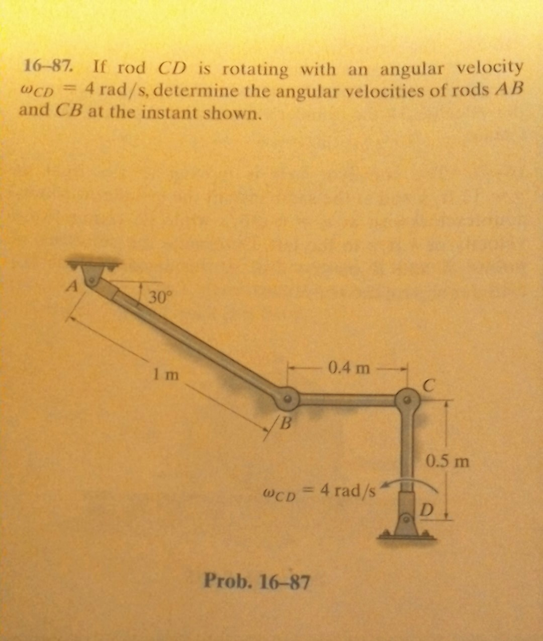 Solved If rod CD is rotating with an angular velocity | Chegg.com