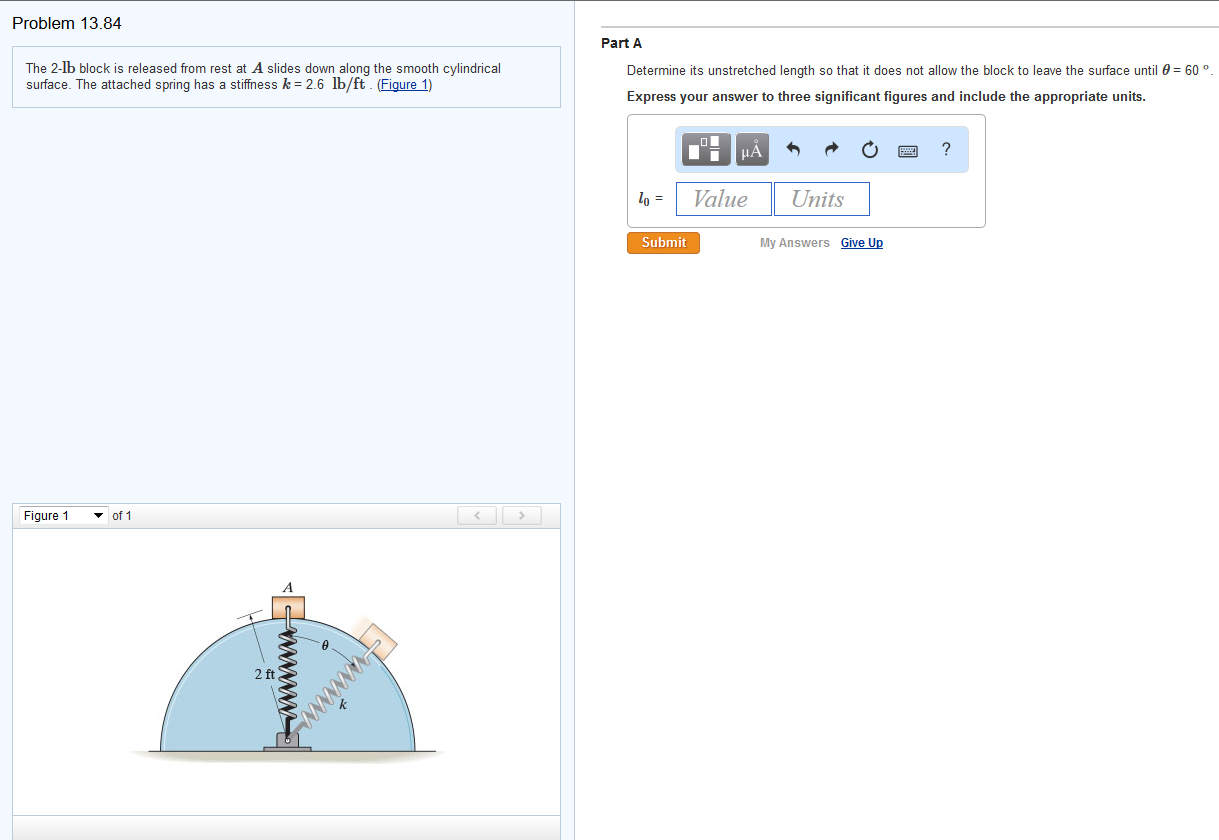 Solved The 2-lb block is released from rest at A slides down | Chegg.com