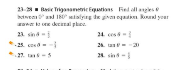 Solved Find all angles Theta between 0 degree and 180 degree | Chegg.com