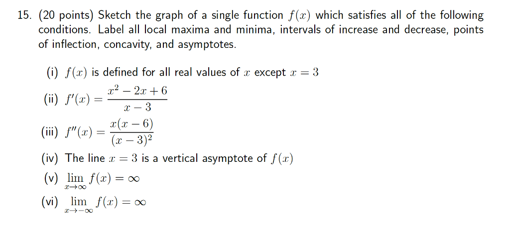 Solved 15. (20 points) Sketch the graph of a single function | Chegg.com