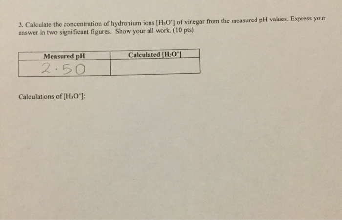 Solved Calculate the concentration of hydronium ions | Chegg.com