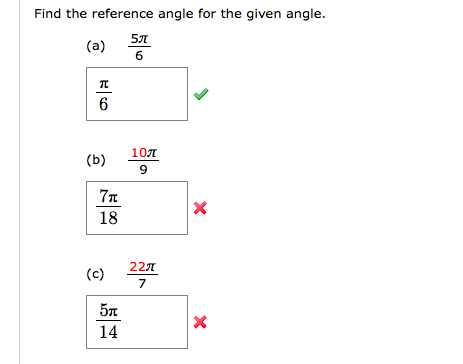 Solved Find the reference angle for the given angle. 5 pi/6 | Chegg.com
