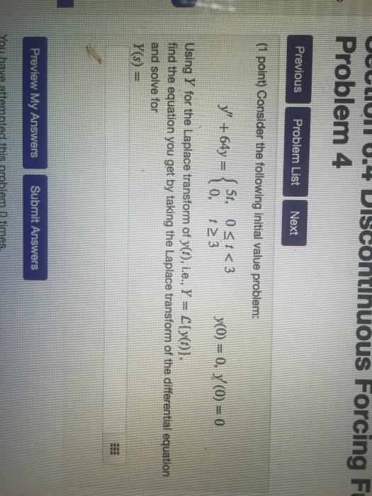 Solved Consider the following initial value problem: y" + | Chegg.com