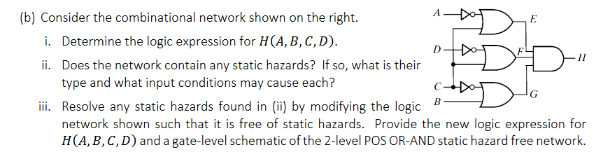 Solved (b) Consider the combinational network shown on the | Chegg.com