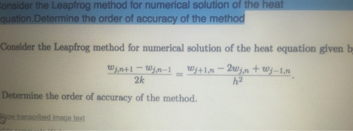 Numerical Consider the Leapfrog method for numerical | Chegg.com
