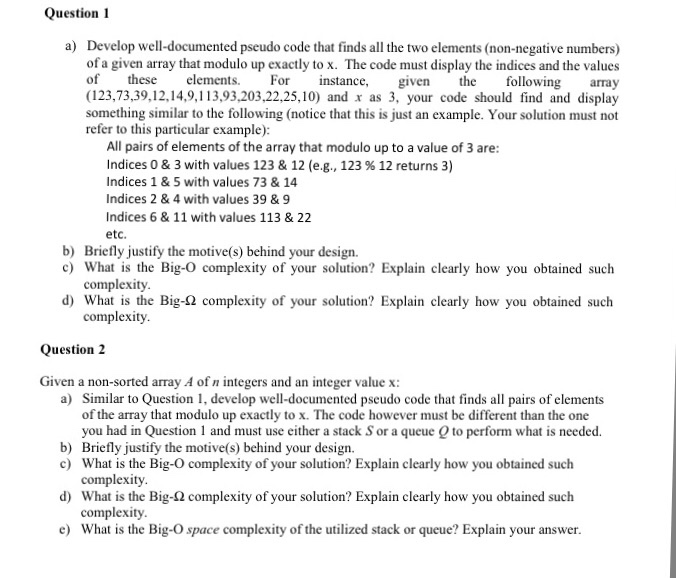 Solved Develop Well Documented Pseudo Code That Finds All 5847