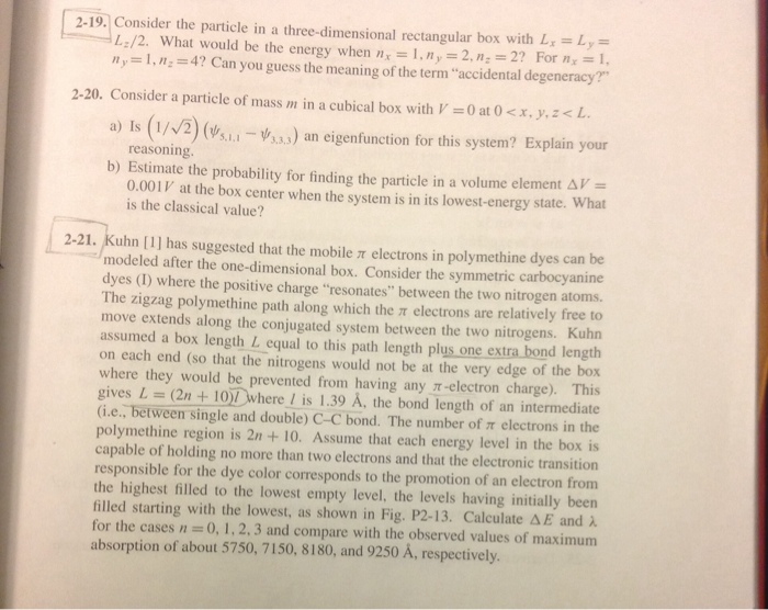 Consider The Particle In A Three Dimensional