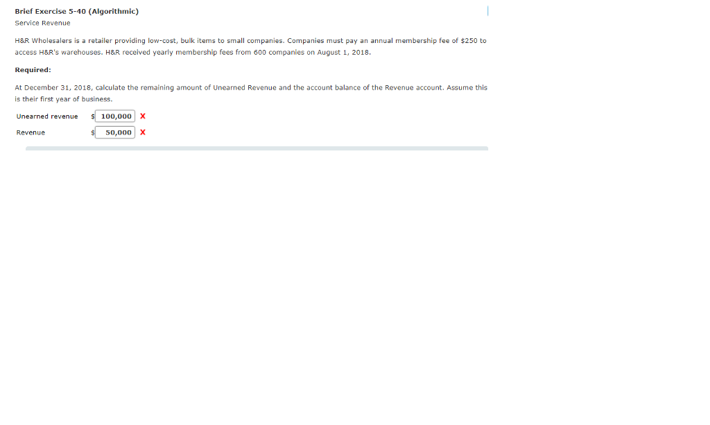 Solved Brief Exercise 5-40 (Algorithmic) Service Revenue H&R | Chegg.com
