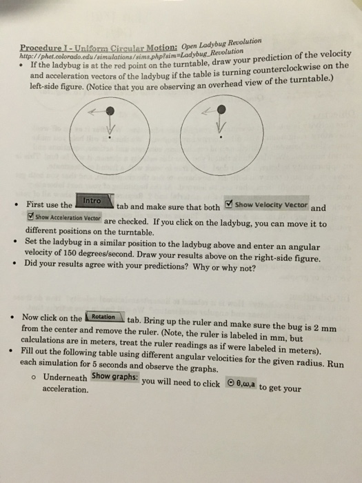 Solved eUora Circular Motion: Opan Ladybug Recolution e | Chegg.com