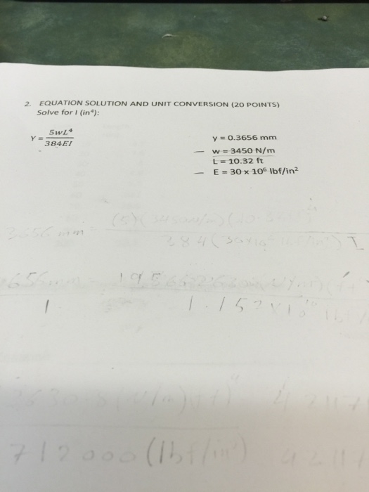 Solved EQUATION SOLUTIN AND UNIT CONVERSION SOLVE FO I | Chegg.com