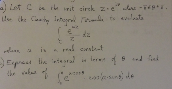 Solved Let C be the unit circle z e I theta where - pi