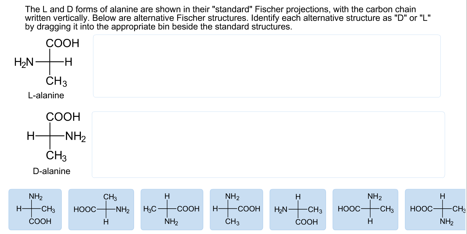 Solved The L and D forms of alanine are shown in their | Chegg.com