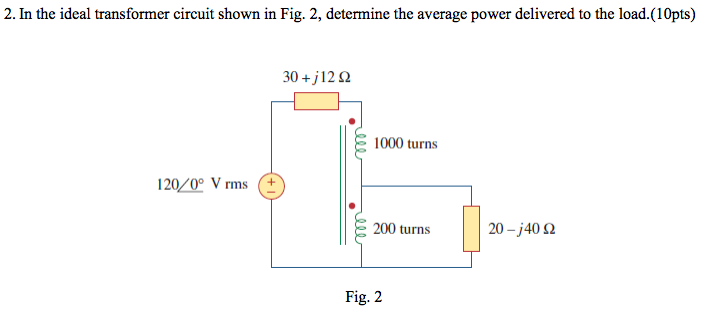 Solved In the ideal transformer circuit shown in Fig. 2, | Chegg.com