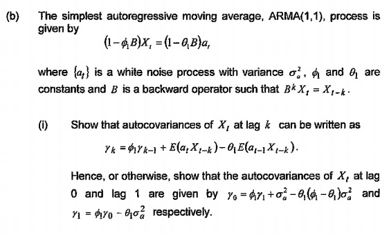 Solved (b) The simplest autoregressive moving average, | Chegg.com