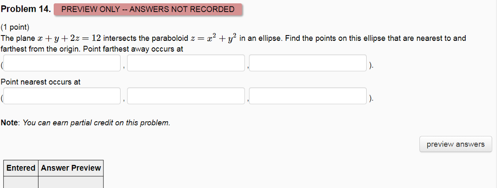 Solved Problem 14. PREVIEW ONLY -ANSWERS NOT RECORDED (1 | Chegg.com