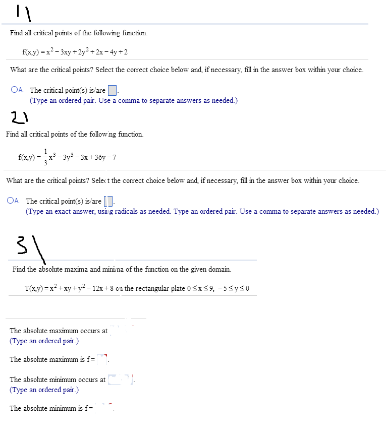 Solved Find all critical points of the following function. | Chegg.com