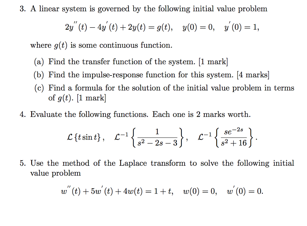 Solved A linear system is governed by the following initial | Chegg.com