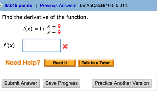 Solved Find the derivative of the function. f(x) = ln x + | Chegg.com