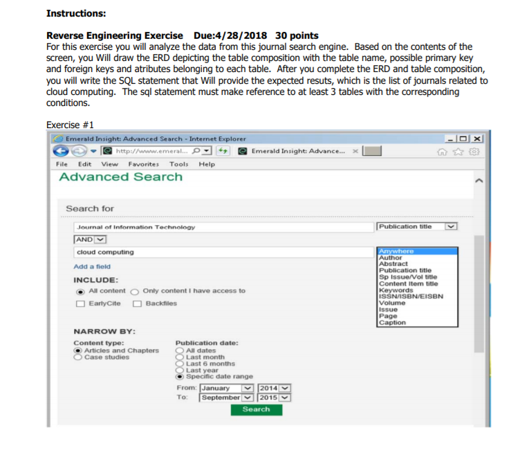 Instructions: Reverse Engineering Exercise | Chegg.com