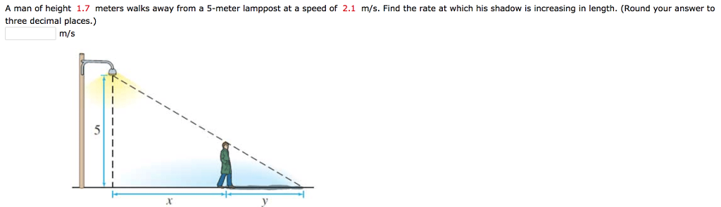 Solved A man of height 1.7 meters walks away from a 5-meter | Chegg.com