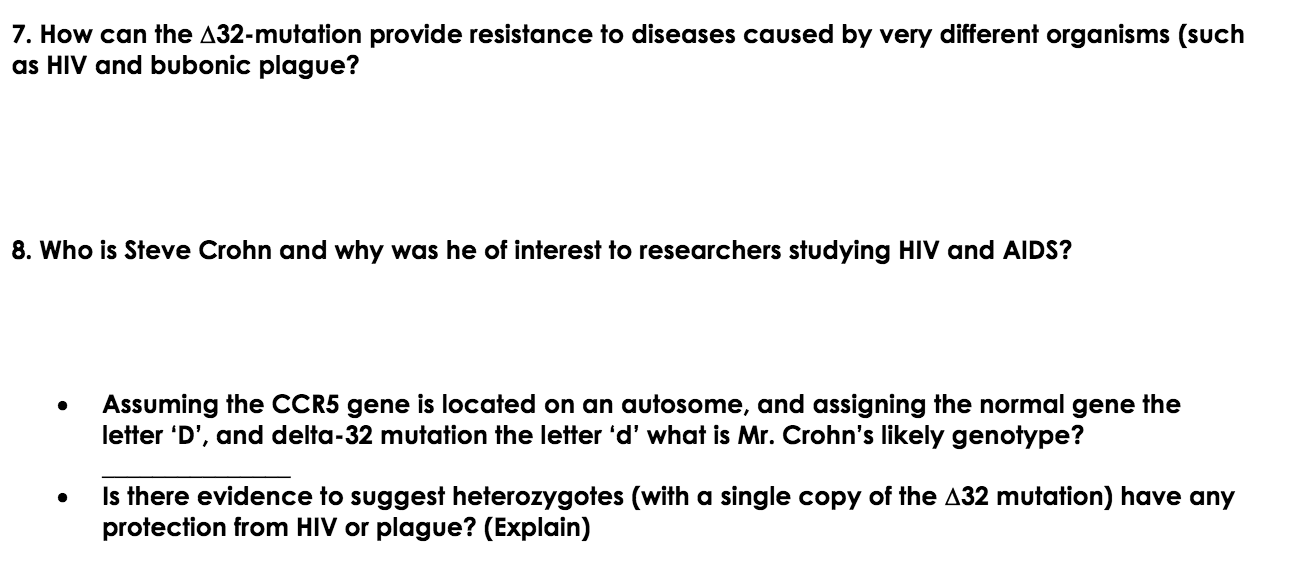 Solved How can the Delta 32-mutation provide resistance to | Chegg.com