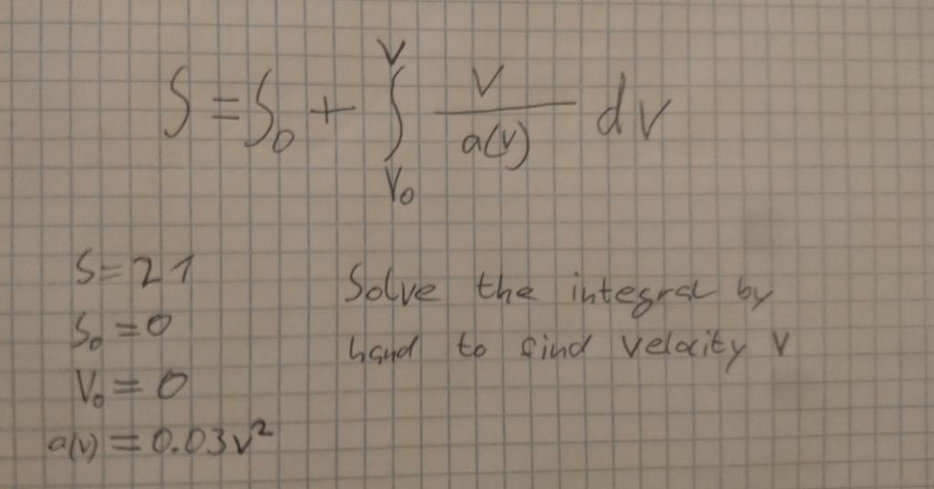 Solved Solve the integral by hand to find velocity V | Chegg.com