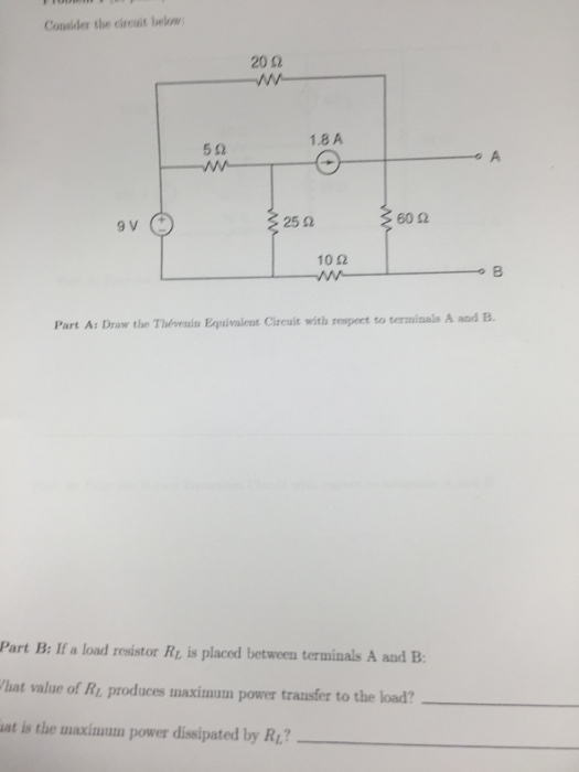 Solved Draw the Equivalent Circuit with respect to | Chegg.com