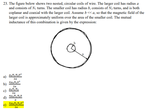 Solved 23. The figure below shows two nested, circular coils | Chegg.com
