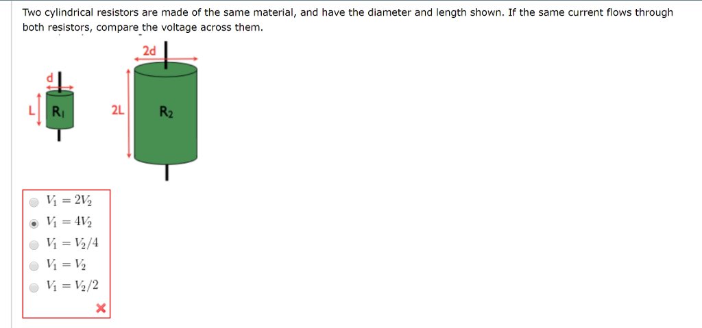 Solved Two cylindrical resistors are made of the same | Chegg.com