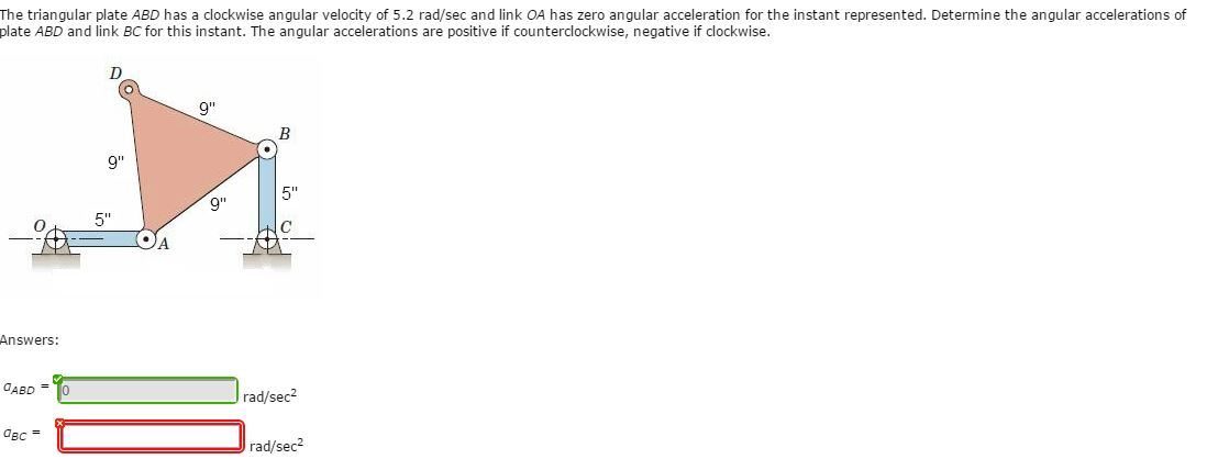 Solved The triangular plate ABD has a clockwise angular | Chegg.com