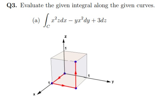 Solved Q3. Evaluate the given integral along the given | Chegg.com