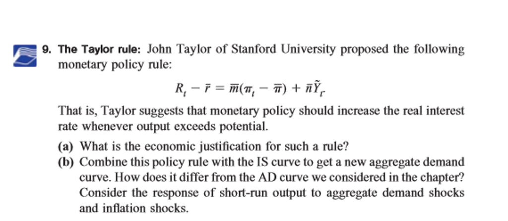 Solved The Taylor rule: John Taylor of Stanford University | Chegg.com