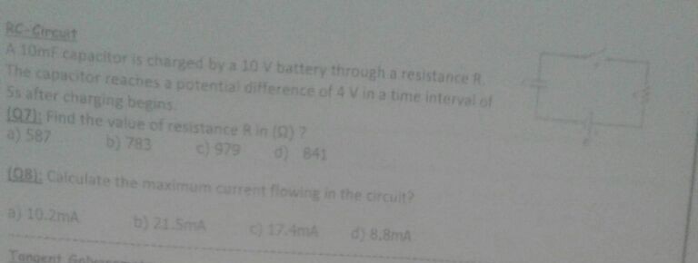 Solved RC Cirst 10mE capacitor is charged by a 10 V battery | Chegg.com