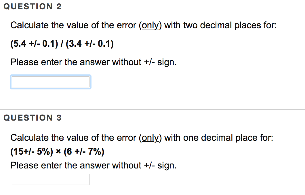 Solved Calculate the value of the error (only) with two | Chegg.com