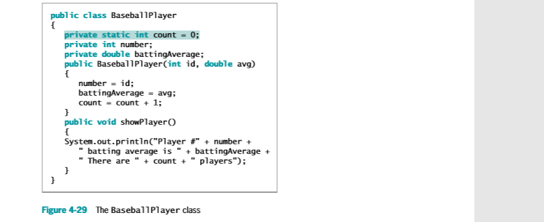 Solved public class Basebal1Player private static int count | Chegg.com