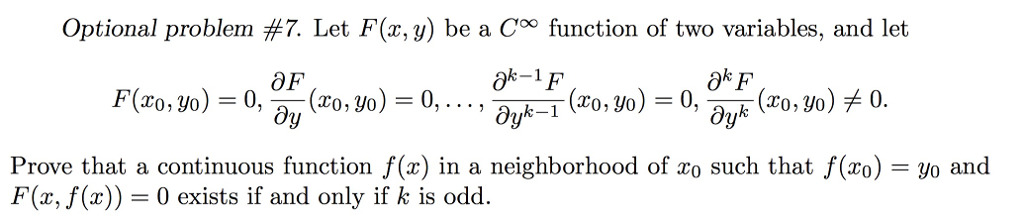 Optional problem # 7. Let F(x, y) be a C^infinity | Chegg.com