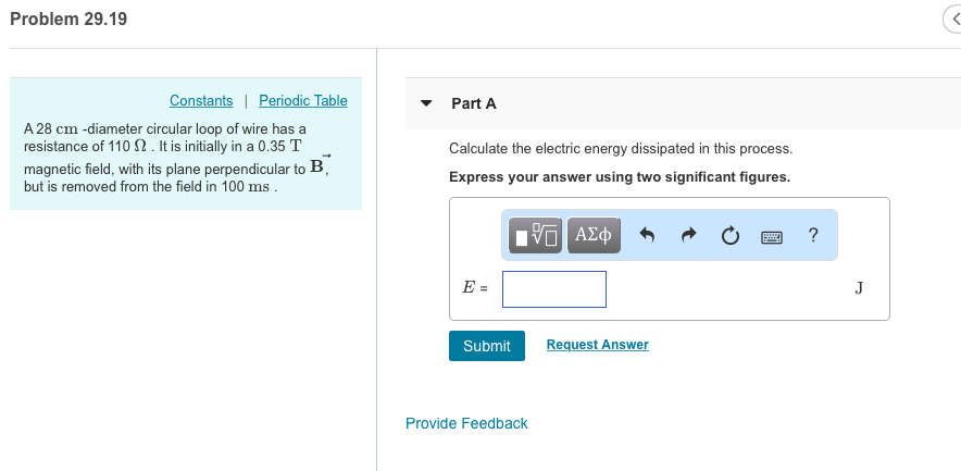 Solved Problem 29.19 Constants| Periodic Table Part A A 28 | Chegg.com