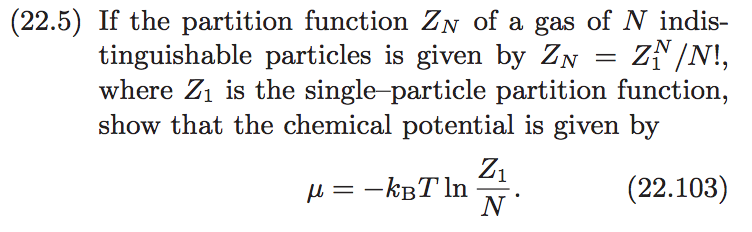 225 If The Partition Function Zn Of A Gas Of N 