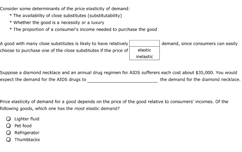 Solved Consider some determinants of the price elasticity of | Chegg.com