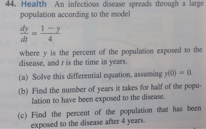 Solved 44. Health An infectious disease spreads through a | Chegg.com
