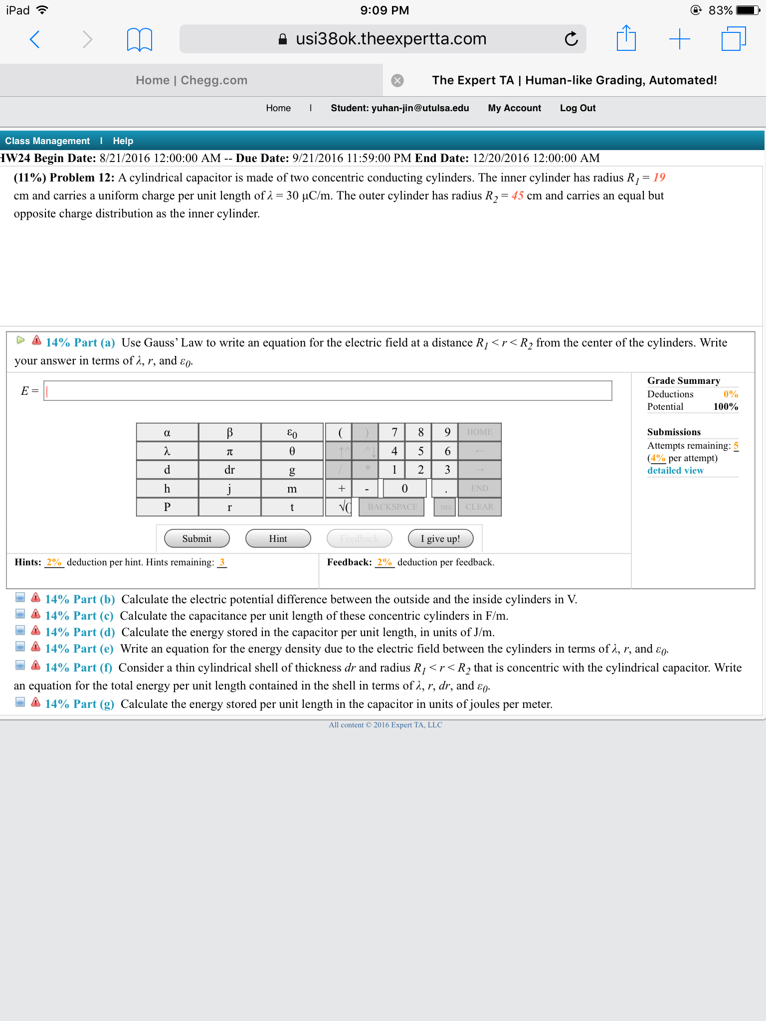 Solved 83% 9:09 PM usi38ok.theexpertta.com Home Chegg.com | Chegg.com