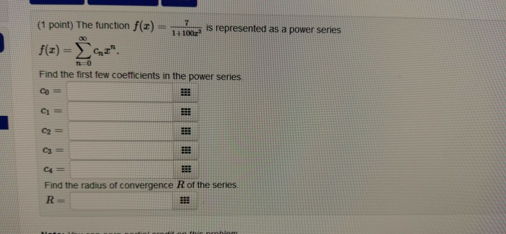 Solved (1 point) The function f(x) 1#1os represented as a | Chegg.com