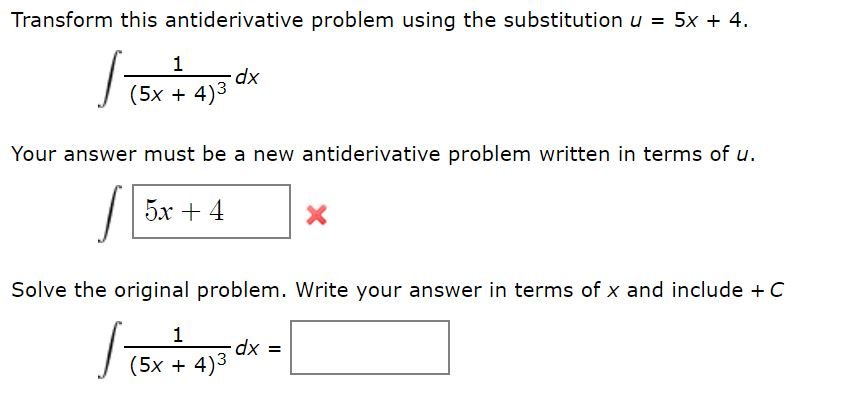 Solved Transform this antiderivative problem using the | Chegg.com