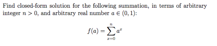 Solved Find closed-form solution for the following | Chegg.com