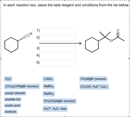 Solved In each reaction box, place the best reagent and | Chegg.com