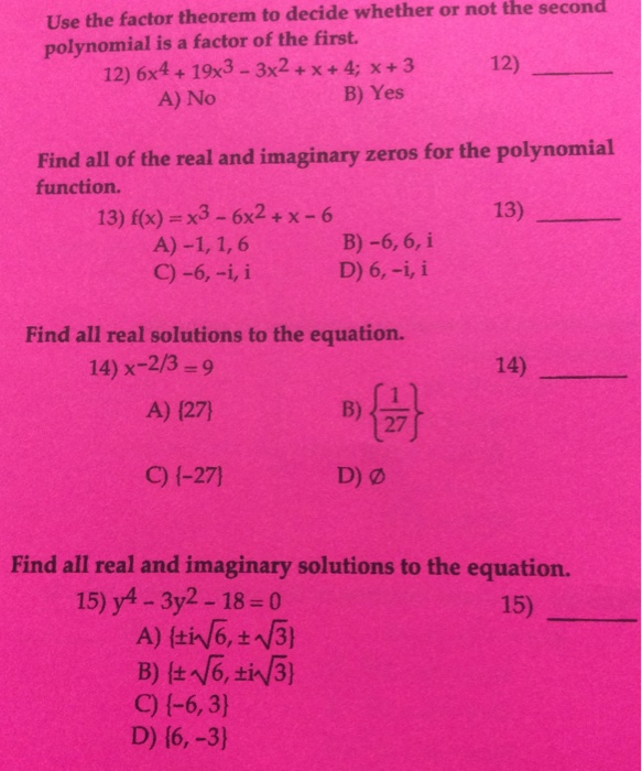 Solved Use the factor theorem to decide whether or not the | Chegg.com