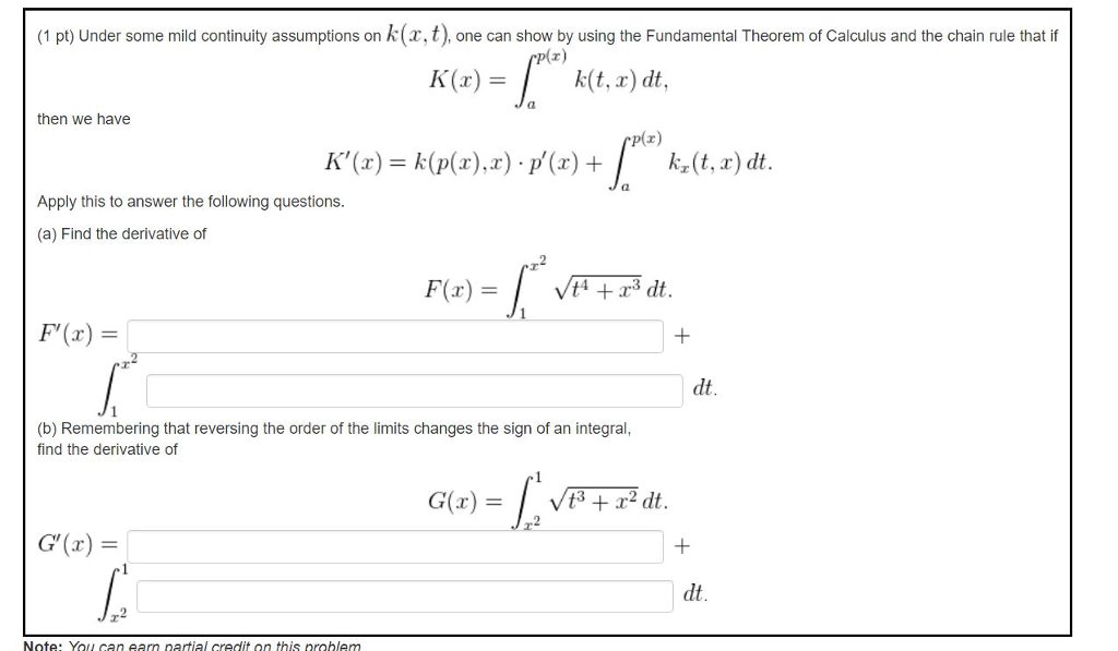 Solved (1 pt) Under some mild continuity assumptions on k(x, | Chegg.com